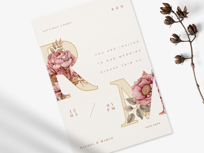 Floral Alphabet Clipart: Wedding Initial Letters (digital Download) - Etsy