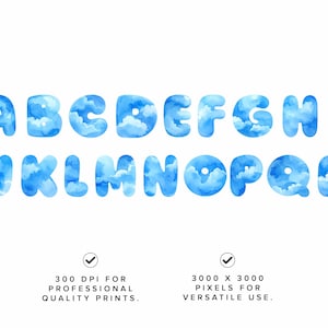 Blue Cloud Alphabet Clipart: Dreamy Sky Letters (digital Download PNG ...