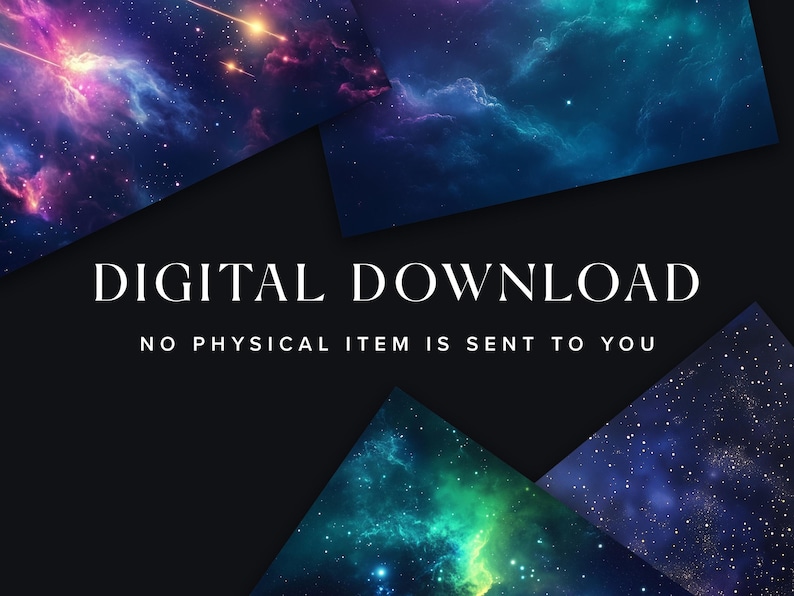Galaxy Sky Background Digital Paper Collection, Starry Night Cosmic ...