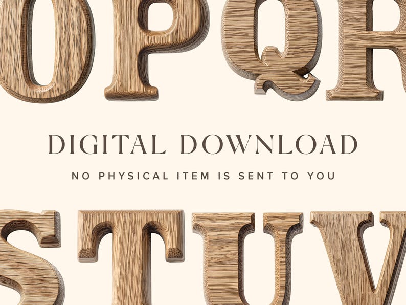 Rustic Wood Alphabet Clipart: Farmhouse Letters & Numbers (digital ...