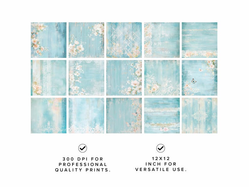 Shabby Chic Blue Digital Paper: Vintage Watercolor Backgrounds (digital ...