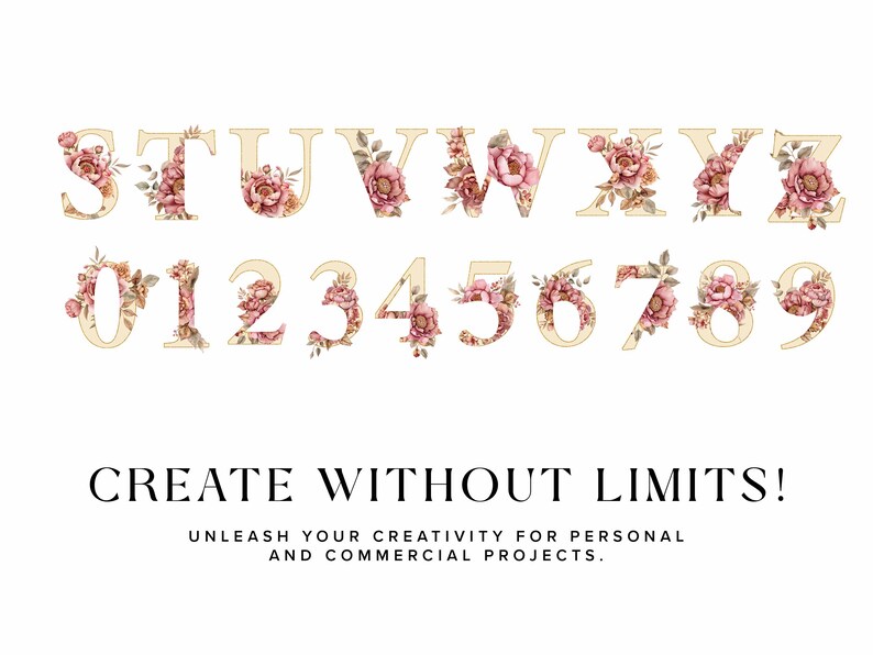 Floral Alphabet Clipart: Wedding Initial Letters (digital Download) - Etsy