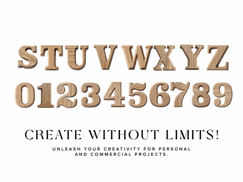 Rustic Wood Alphabet Clipart: Farmhouse Letters & Numbers (digital ...