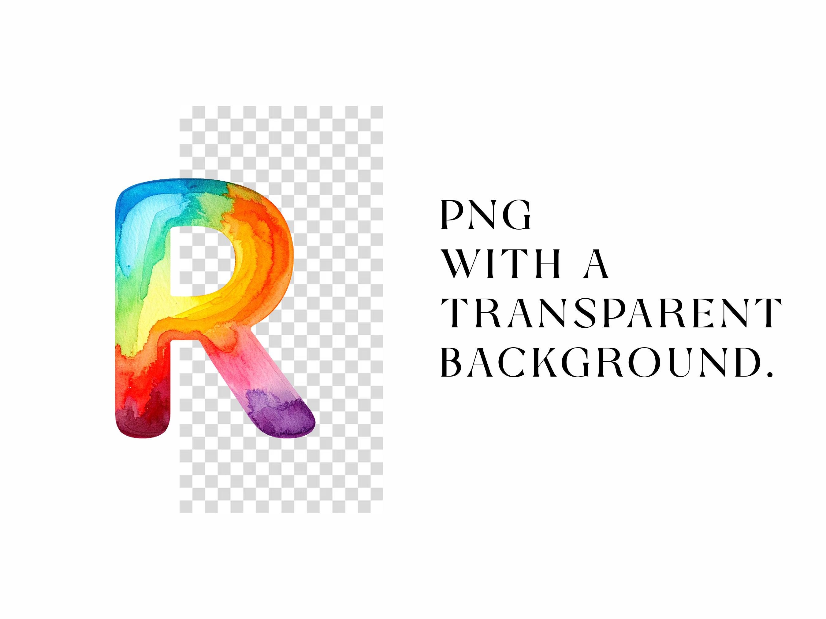 Rainbow Watercolor Alphabet Clipart: PNG Letter Bundle (instant ...