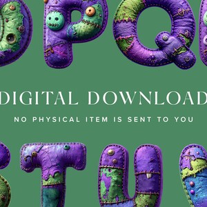 Monster Alphabet Clipart: Patch Letters, Kids Crafts (PNG Instant ...