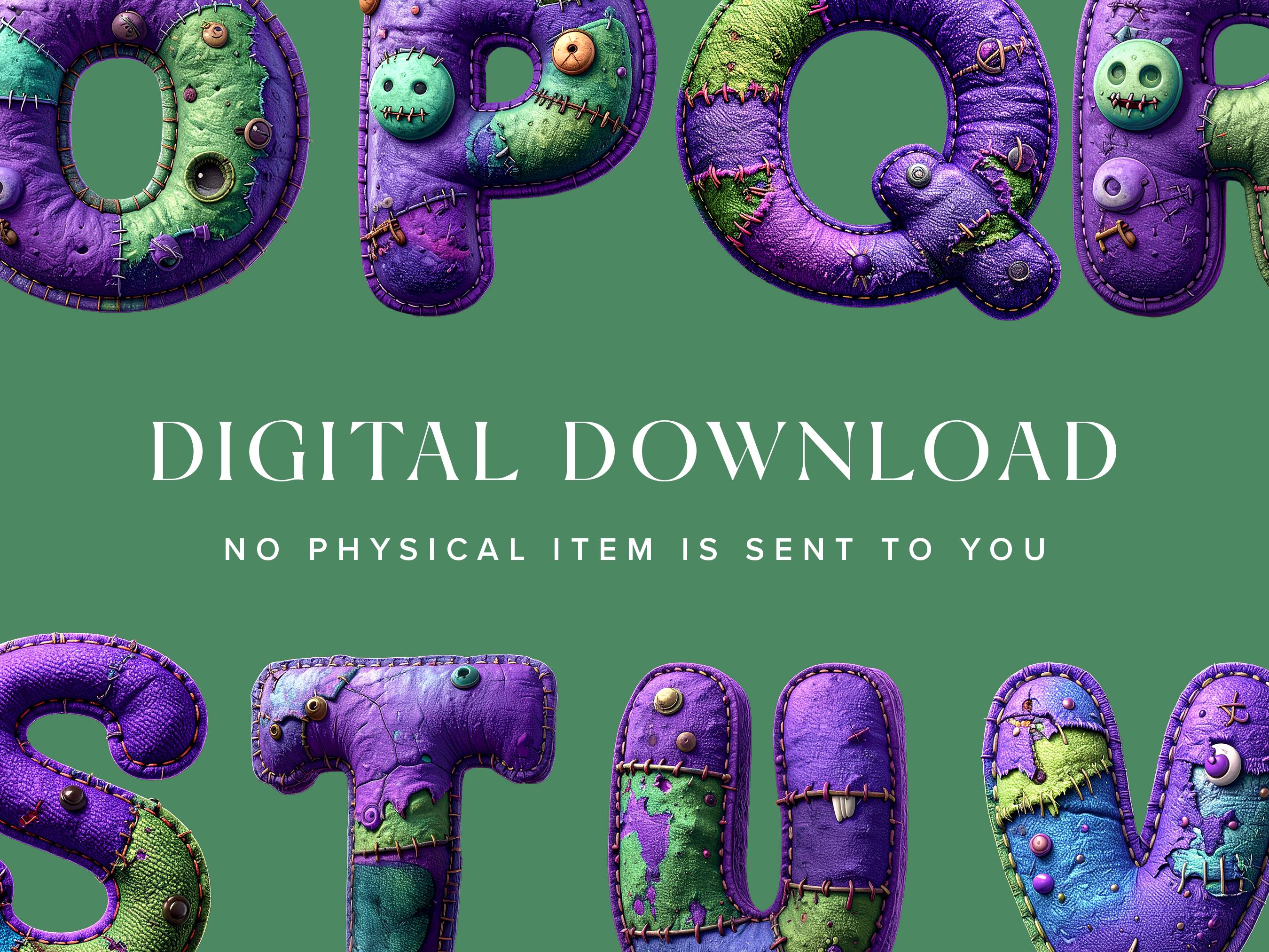 Monster Alphabet Clipart: Patch Letters, Kids Crafts (PNG Instant ...