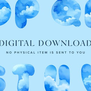 Blue Cloud Alphabet Clipart: Dreamy Sky Letters (digital Download PNG ...