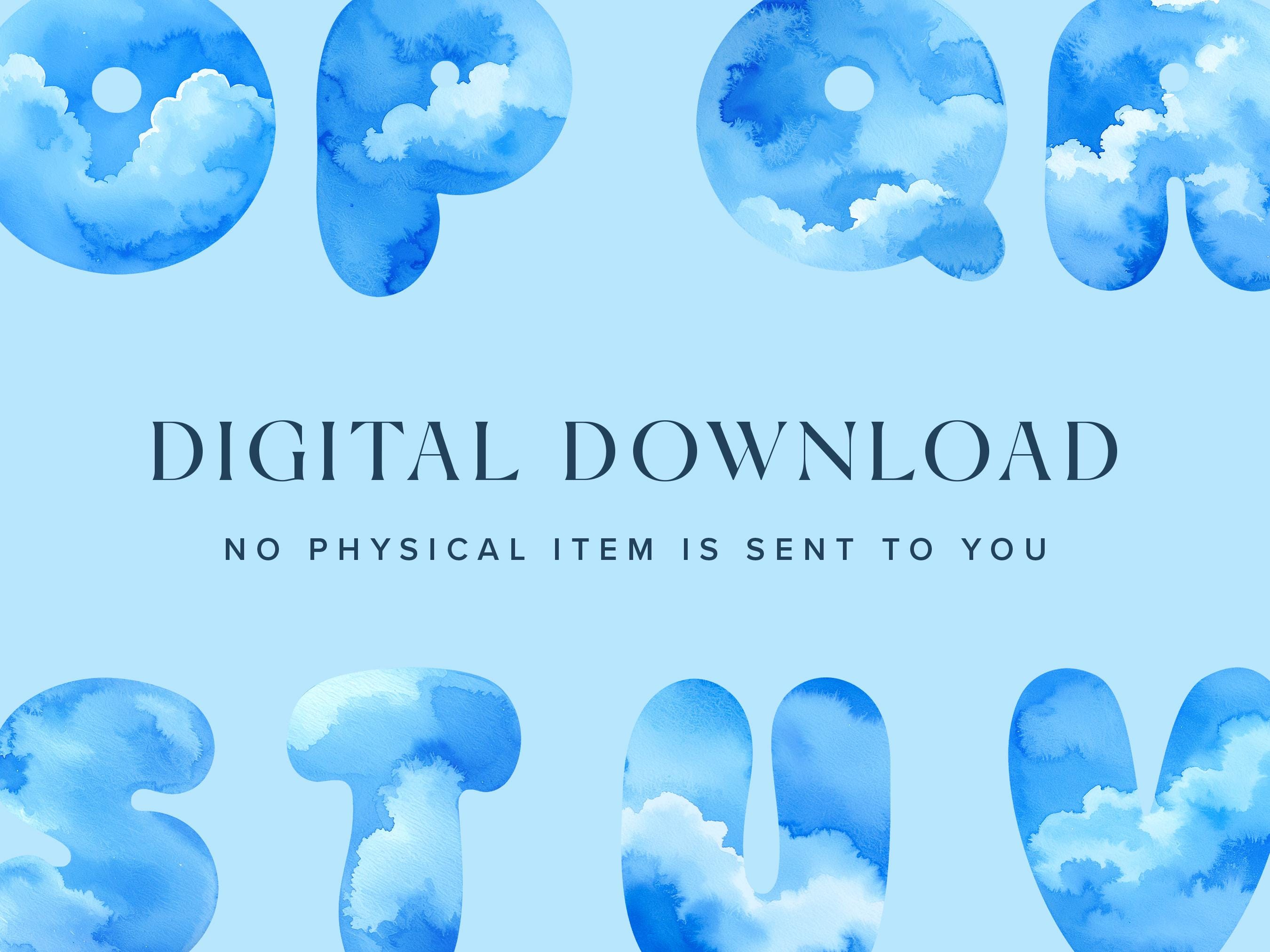 Blue Cloud Alphabet Clipart: Dreamy Sky Letters (digital Download PNG ...