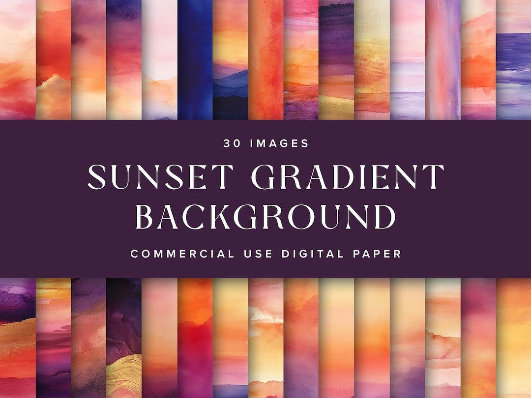 Watercolor Sunset Digital Paper: Gradient Backgrounds (digital Download ...