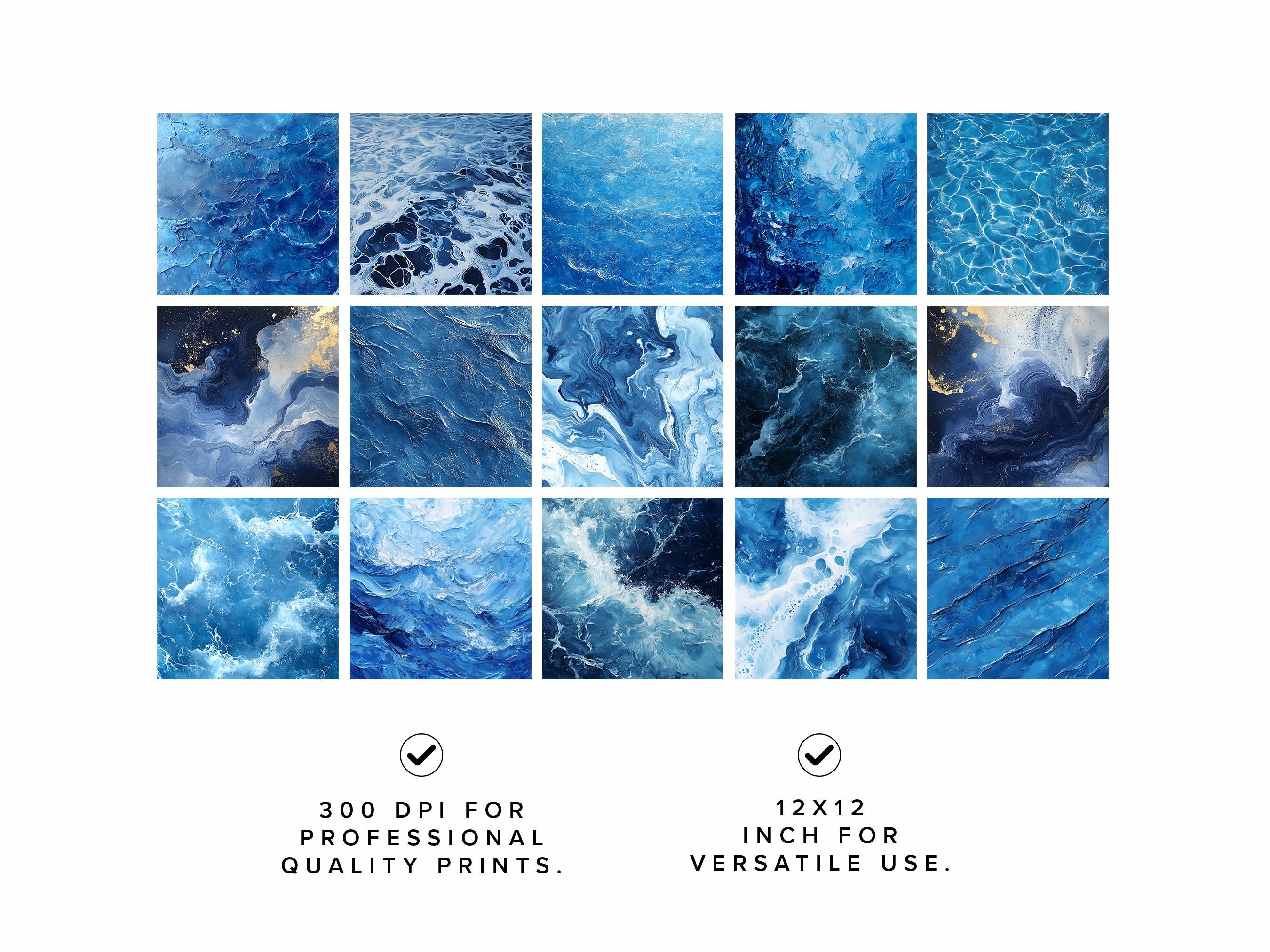 Water Texture Background Digital Paper Collection, Ocean Wave ...