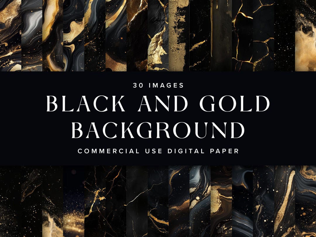 Black and Gold Digital Paper: Elegant Scrapbook Backgrounds (digital ...