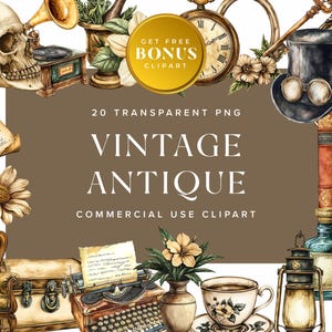 Vintage Clipart Collection: Watercolor Antique Graphics (digital ...