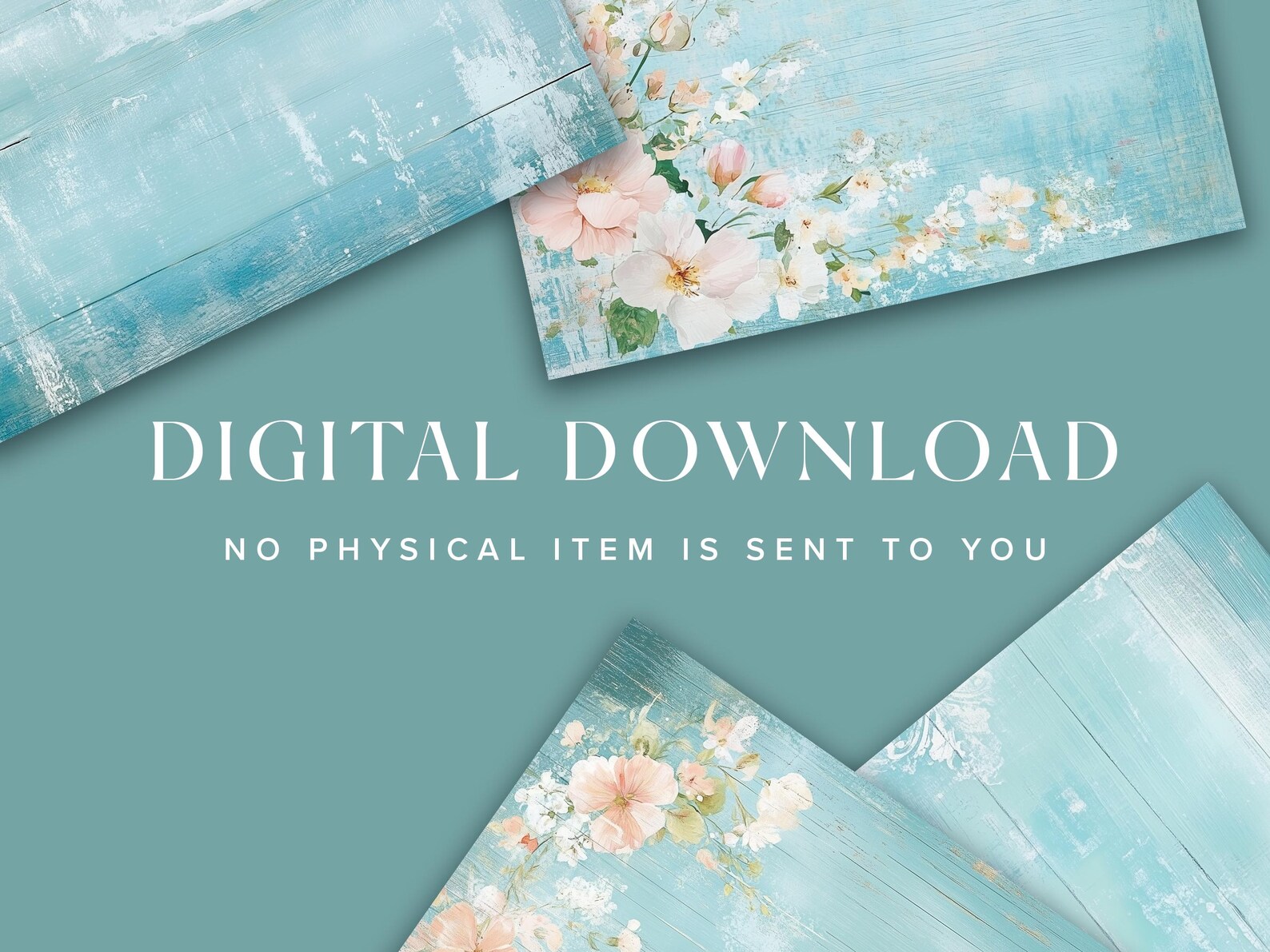 Shabby Chic Blue Digital Paper: Vintage Watercolor Backgrounds (digital ...