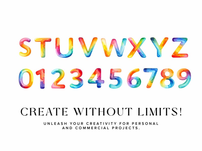 Rainbow Watercolor Alphabet Clipart: PNG Letter Bundle (instant ...