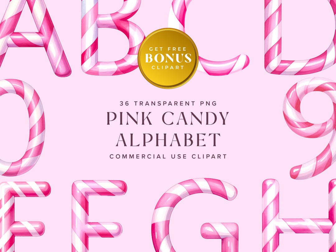 Pink Candy Alphabet Clipart: Sweet Pastel Letters (digital Download PNG ...