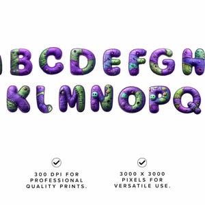 Monster Alphabet Clipart: Patch Letters, Kids Crafts (PNG Instant ...