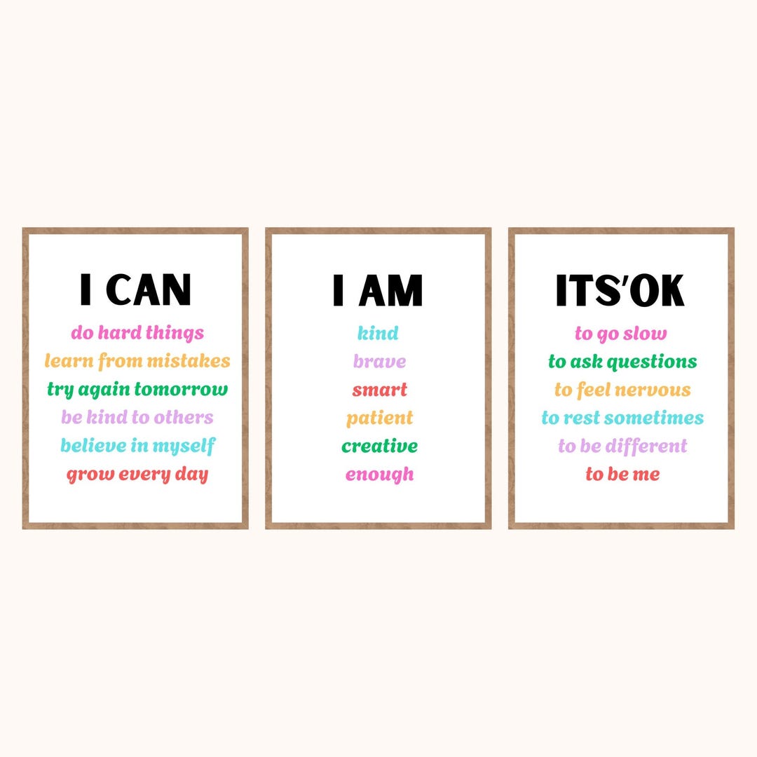 Kids Affirmation Poster Set of 3 - Positive Affirmations Wall Art ...