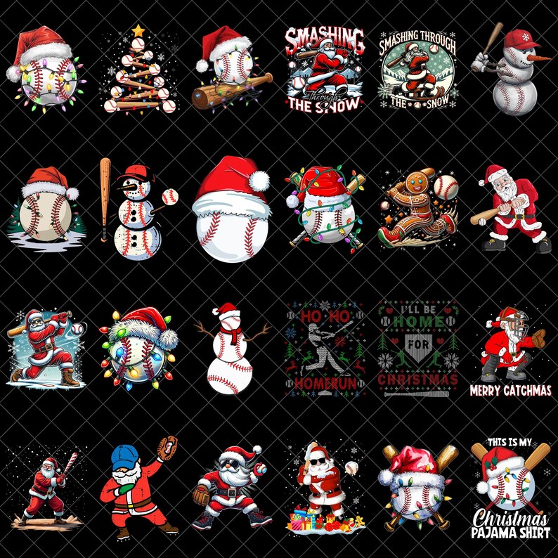 Christmas Baseball PNG Bundle, Smashing Through the Snow Png, Baseball ...