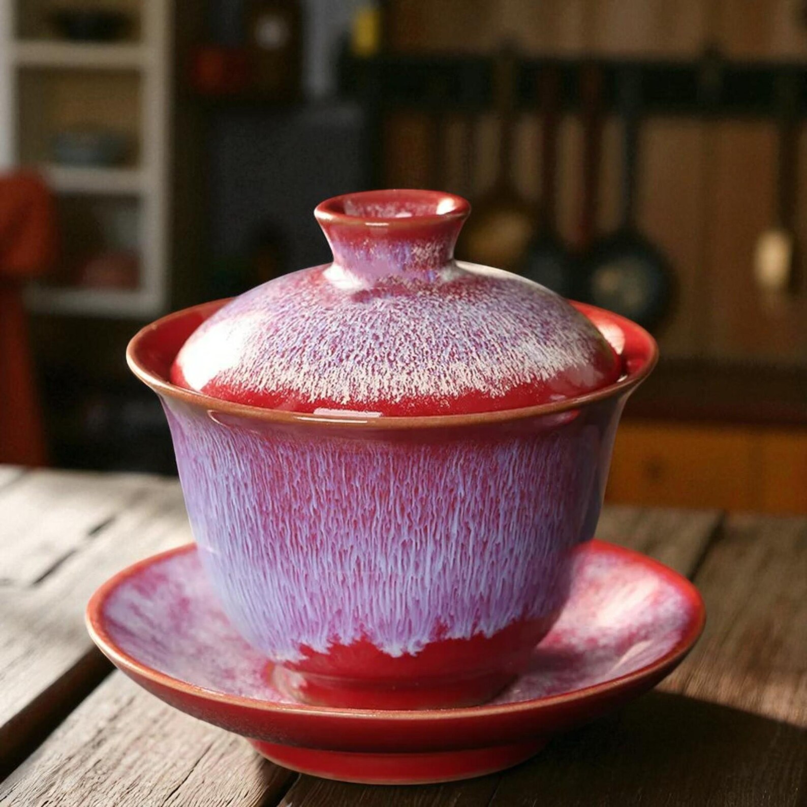 Handmade Chinese Gaiwan Tea Cup Set – Colorful Glazed Porcelain Lidded ...