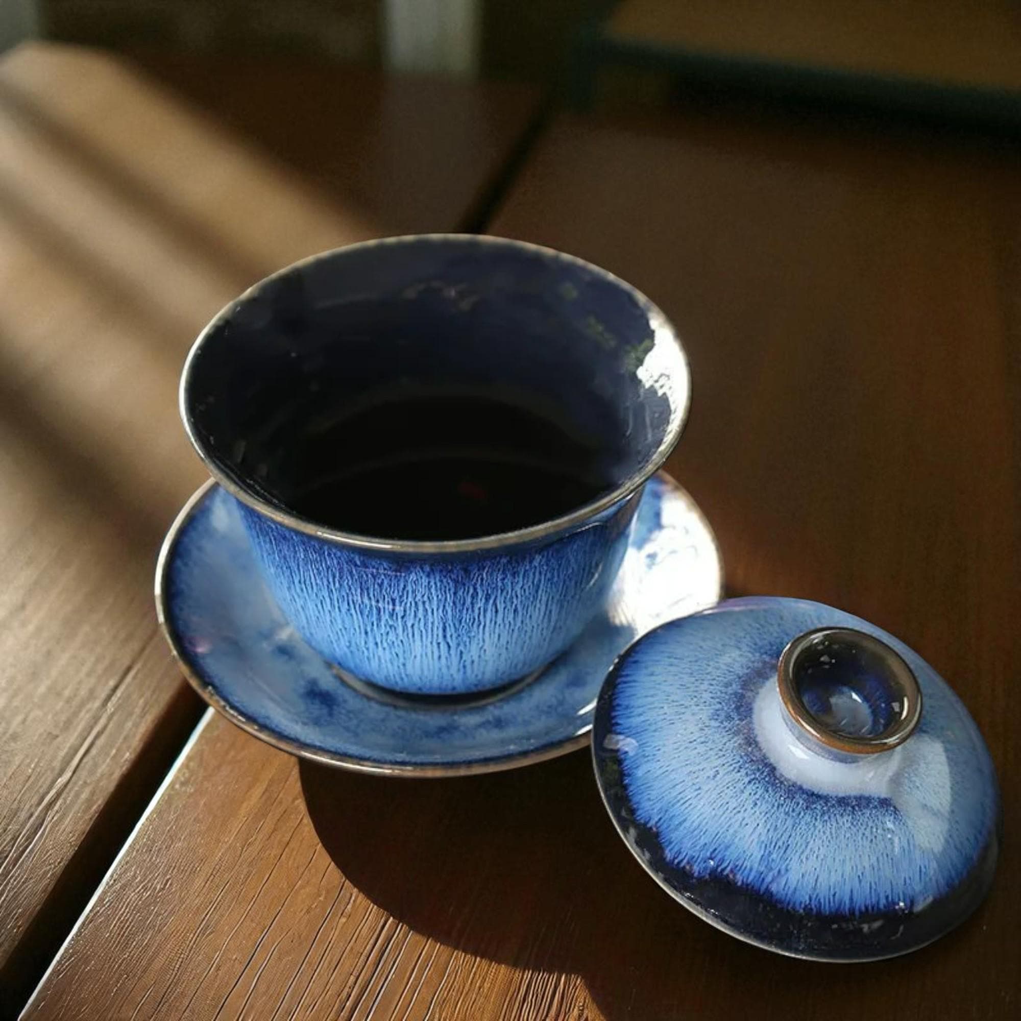 Handmade Chinese Gaiwan Tea Cup Set – Colorful Glazed Porcelain Lidded ...