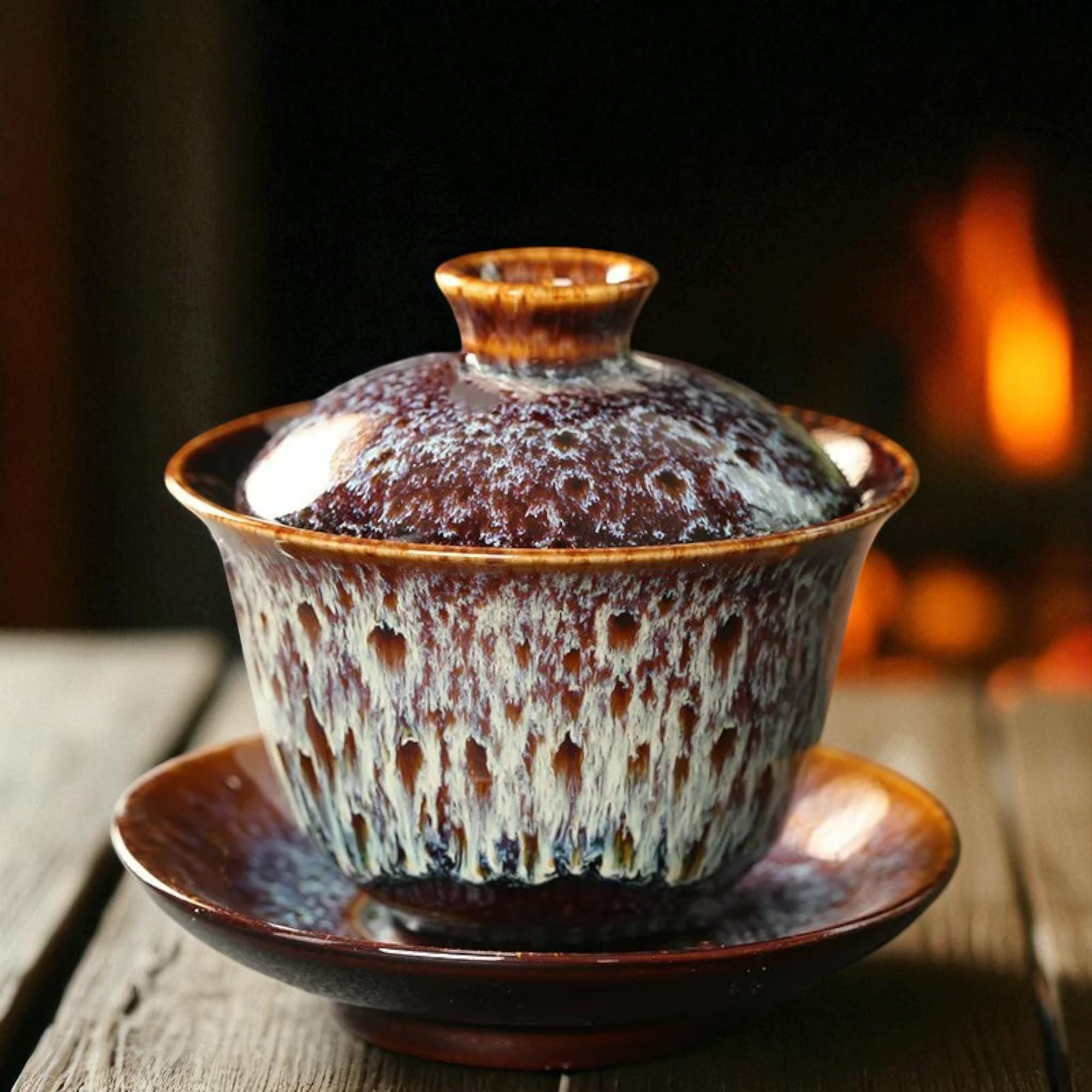 Handmade Chinese Gaiwan Tea Cup Set – Colorful Glazed Porcelain Lidded ...