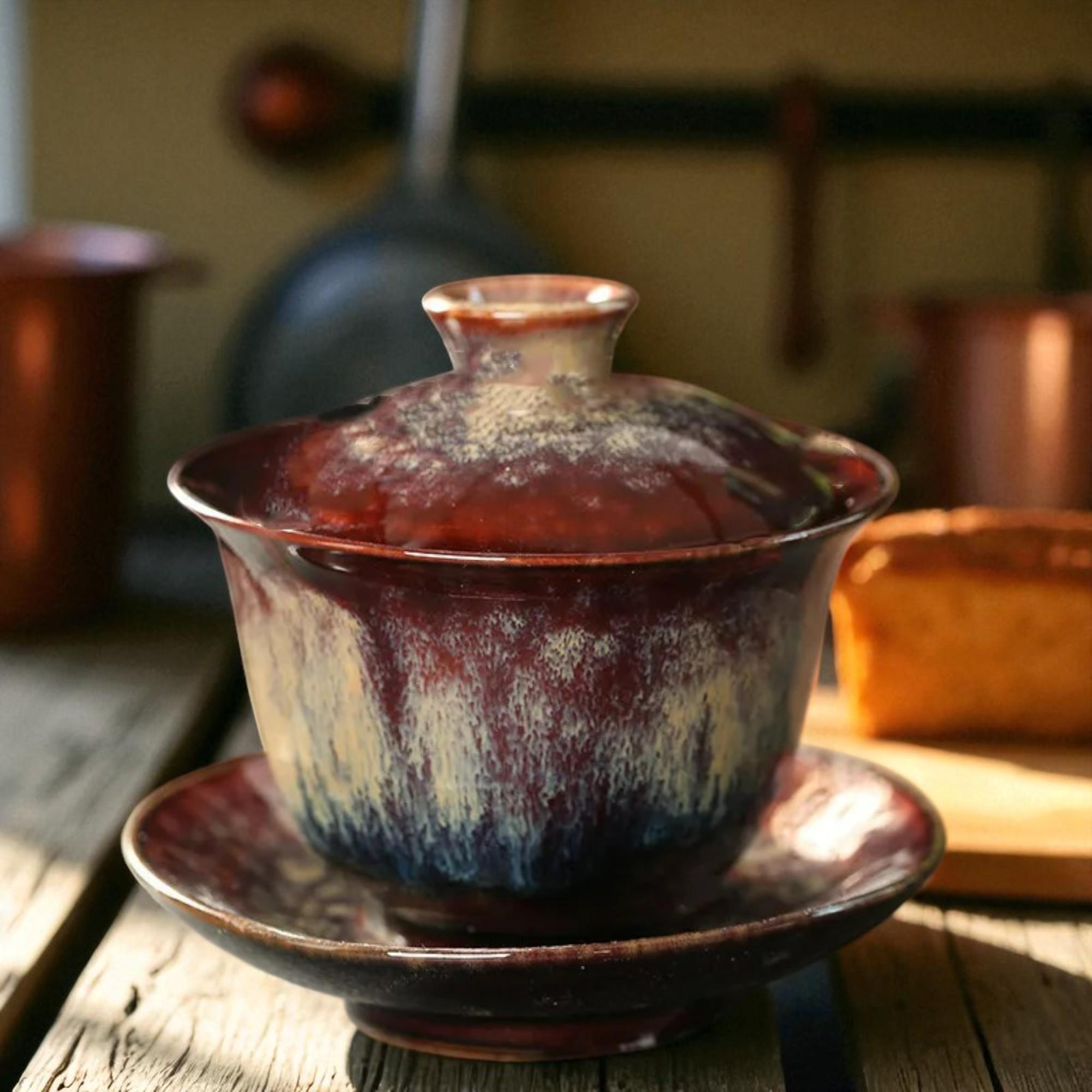 Handmade Chinese Gaiwan Tea Cup Set – Colorful Glazed Porcelain Lidded ...