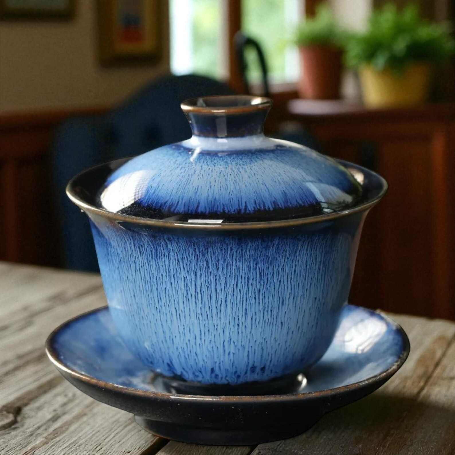 Handmade Chinese Gaiwan Tea Cup Set – Colorful Glazed Porcelain Lidded ...