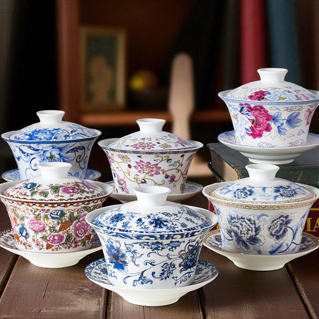 Large 350ml Porcelain Gaiwan Tea Cup With Lid & Saucer - Etsy