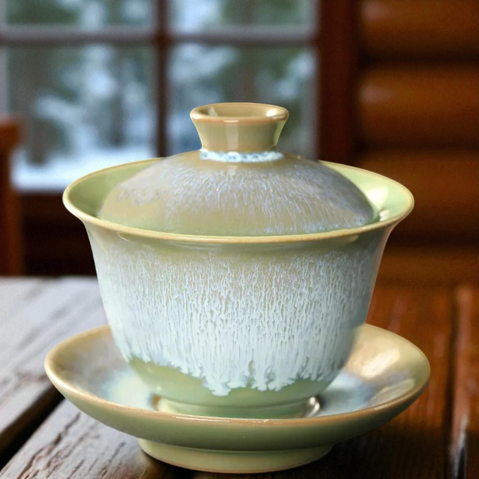 Handmade Chinese Gaiwan Tea Cup Set – Colorful Glazed Porcelain Lidded ...