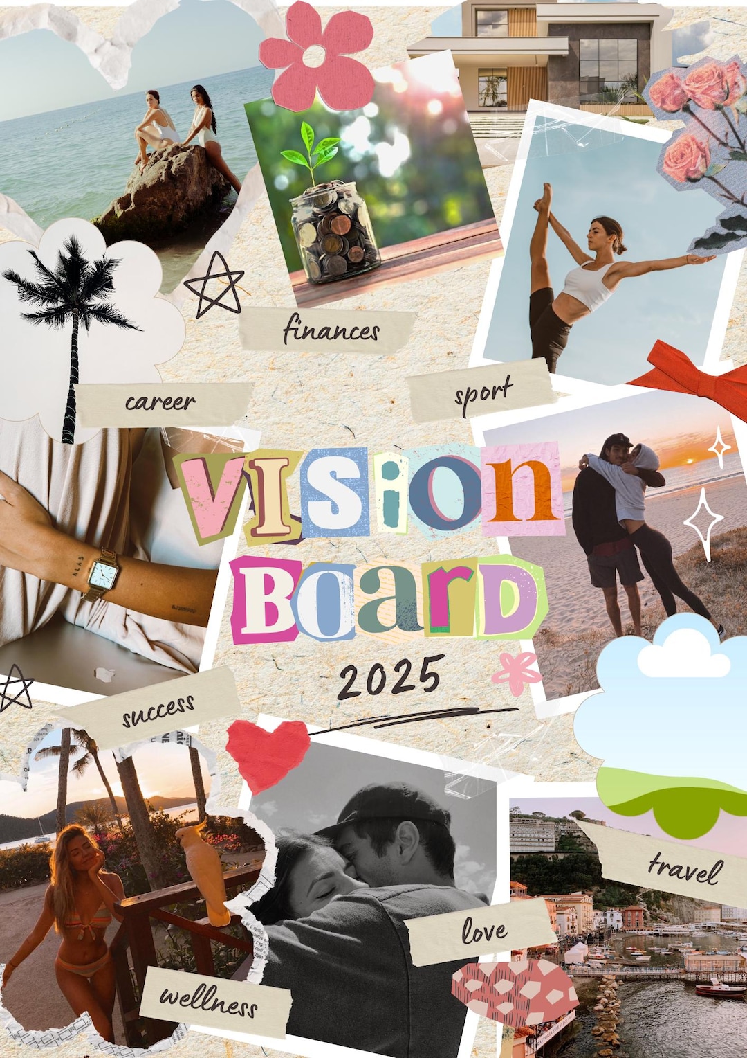 Digital Vision Board Template Vintage Paper Design - Etsy