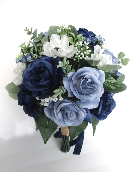 Wedding Bouquet Bridal Bouquet Set NAVY Blue White Dusty - Etsy Wedding Bouquet Bridal Bouquet Set NAVY Blue White Dusty - Etsy