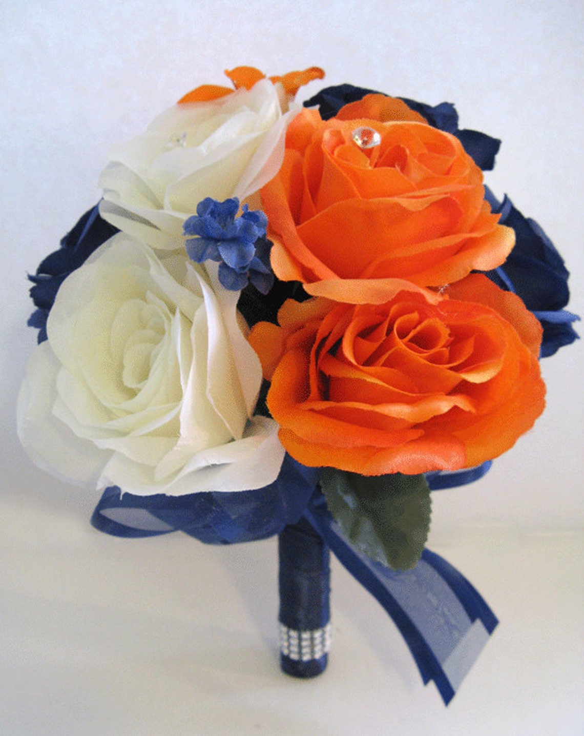 Wedding Bouquet 17 Piece Bridal Bouquet Set Navy Blue Etsy