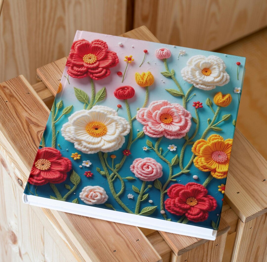 Knitted Floral Hardcover Journal, 3D Design Notebook for Women ...
