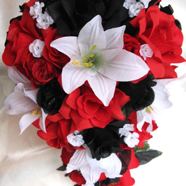 Red Black Bouquet - Etsy