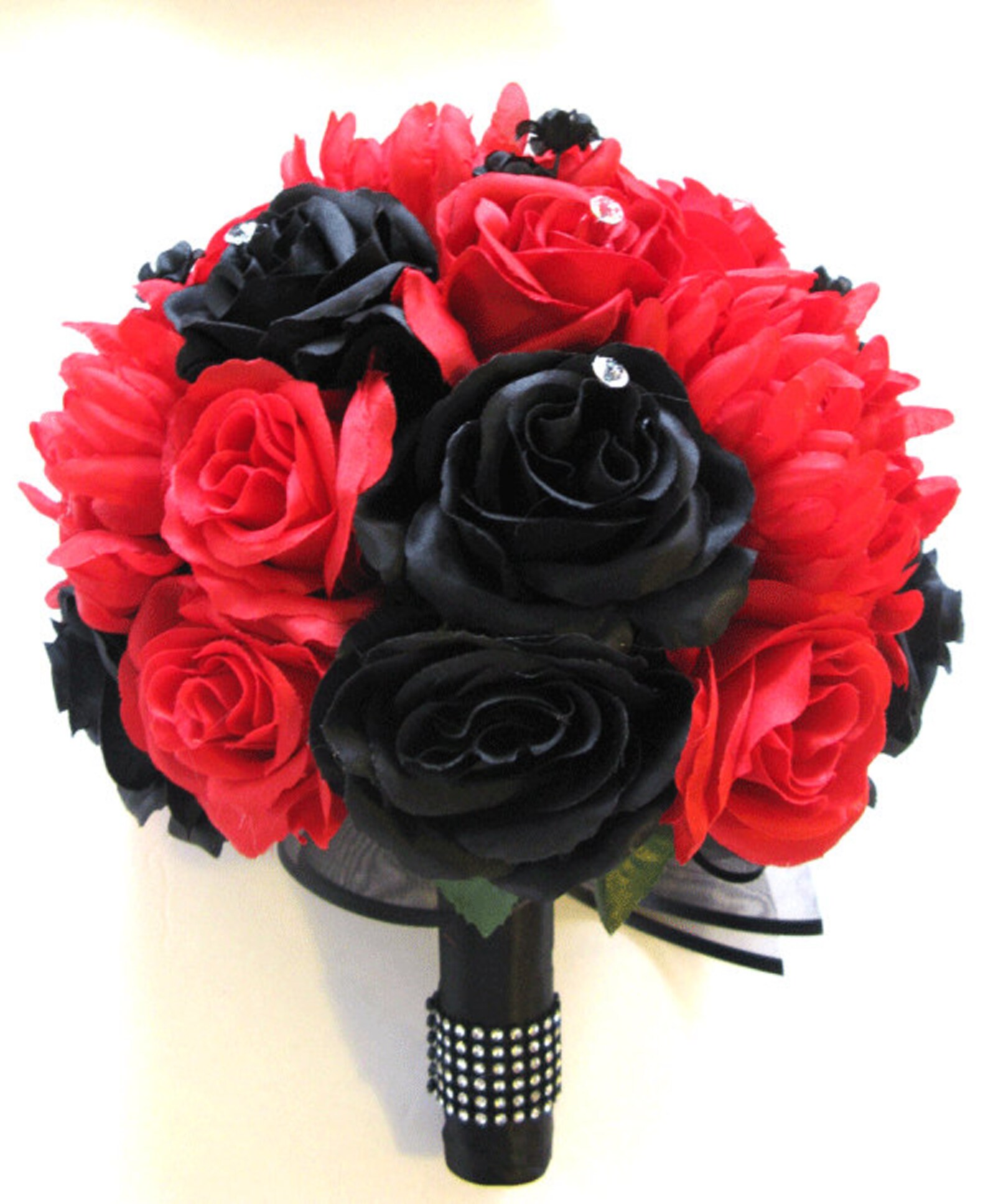 Wedding Bouquet 17-piece Bridal Bouquet Package BLACK RED - Etsy