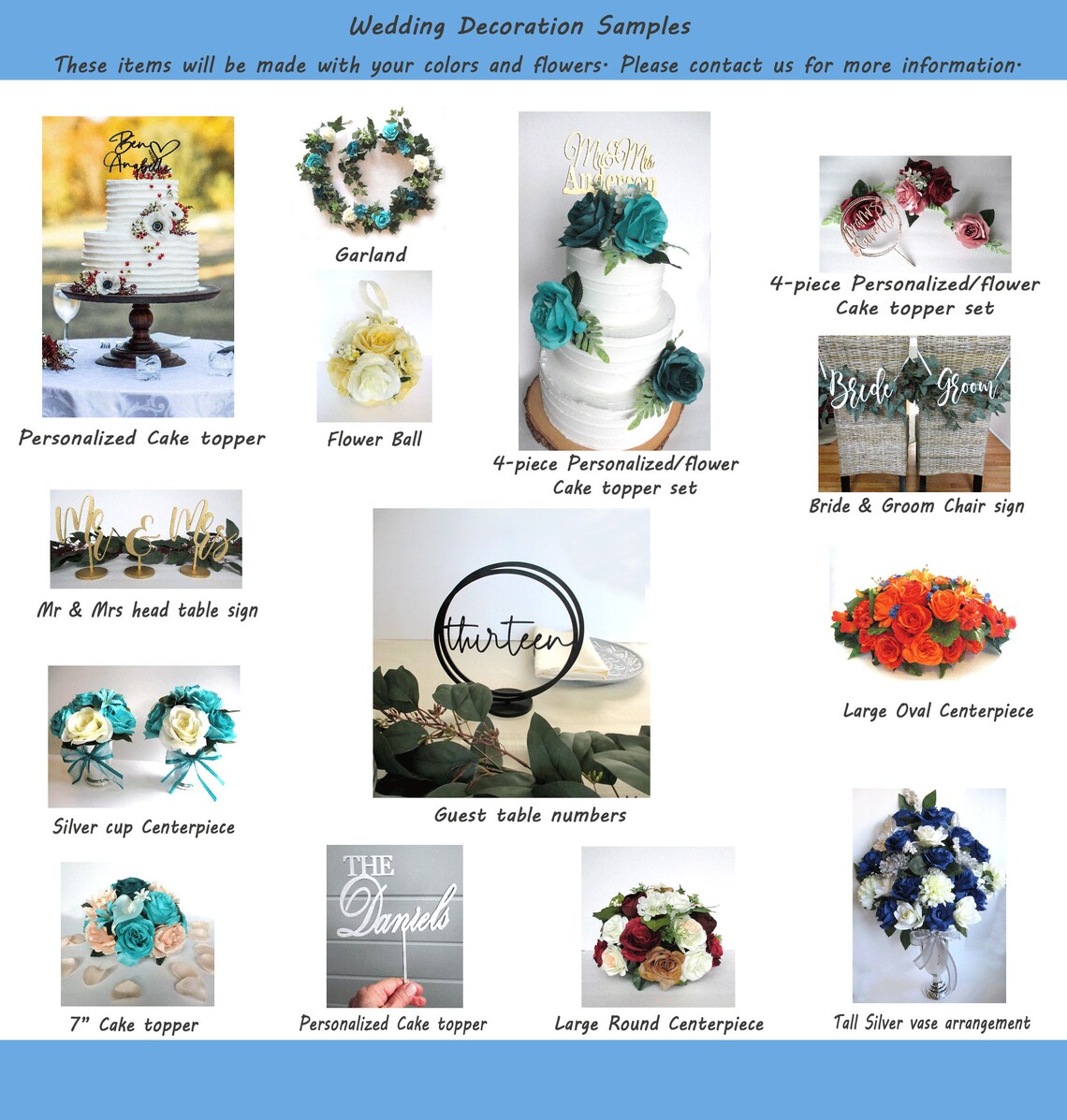 3 Piece Cake Topper Set Wedding Flower Cake Topper Cake - Etsy