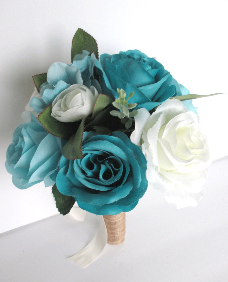 Wedding Bouquets 17 Piece Bridal Bouquet Set TURQUOISE AQUA - Etsy