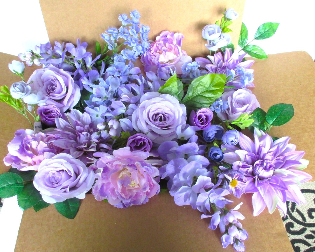 DIY Silk Flowers 60 Stems, Artificial Flower, Lavender, Lilac Blue ...