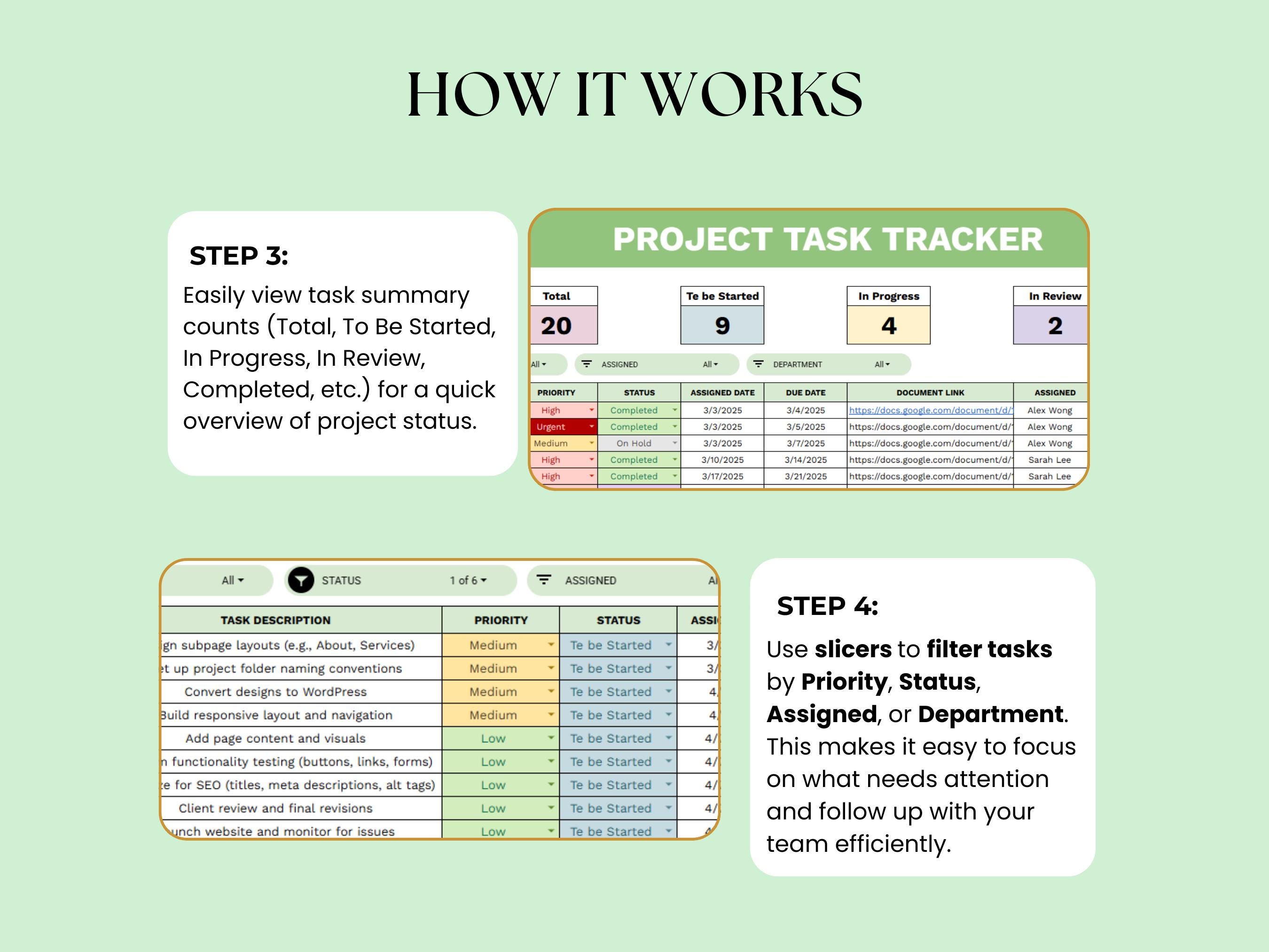 Project Task Tracker Google Sheet Task Management Spreadsheet Project ...