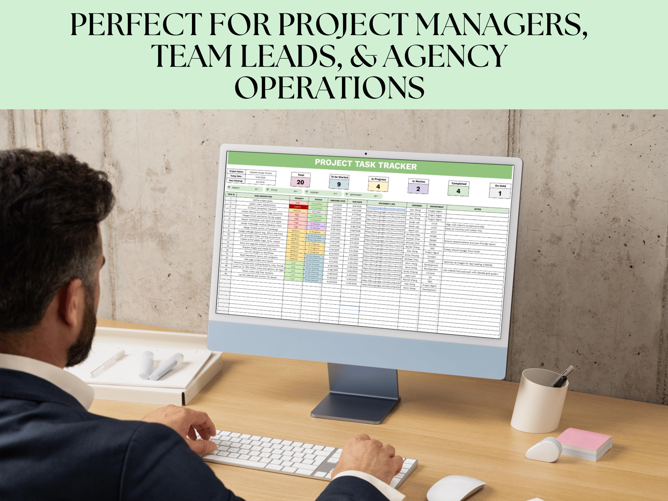 Project Task Tracker Google Sheet Task Management Spreadsheet Project ...