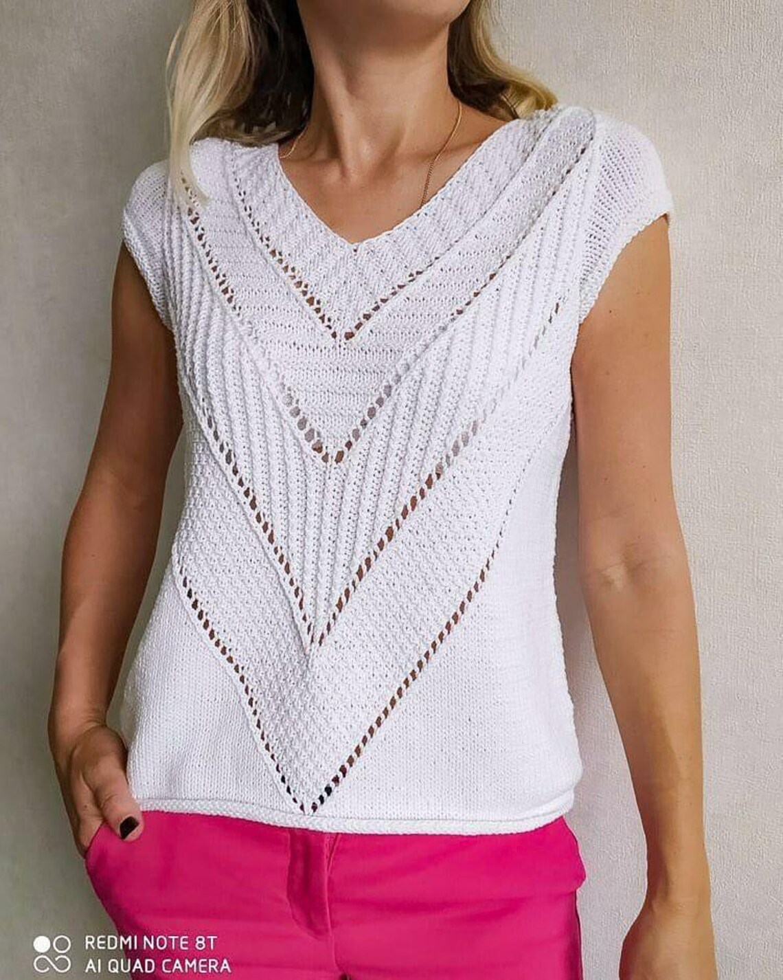 Cotton Knit Sleeveless Top Pattern: Easy Beginner Vest (PDF Pattern) - Etsy