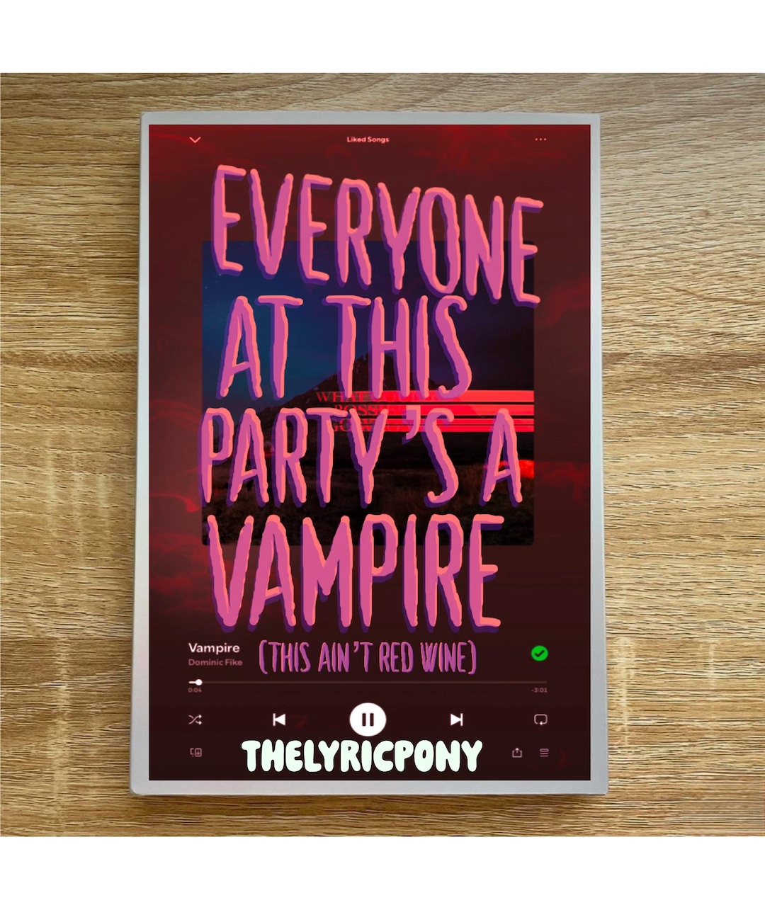 Vampire— Dominic Fike Spotify Lyric Poster - Etsy