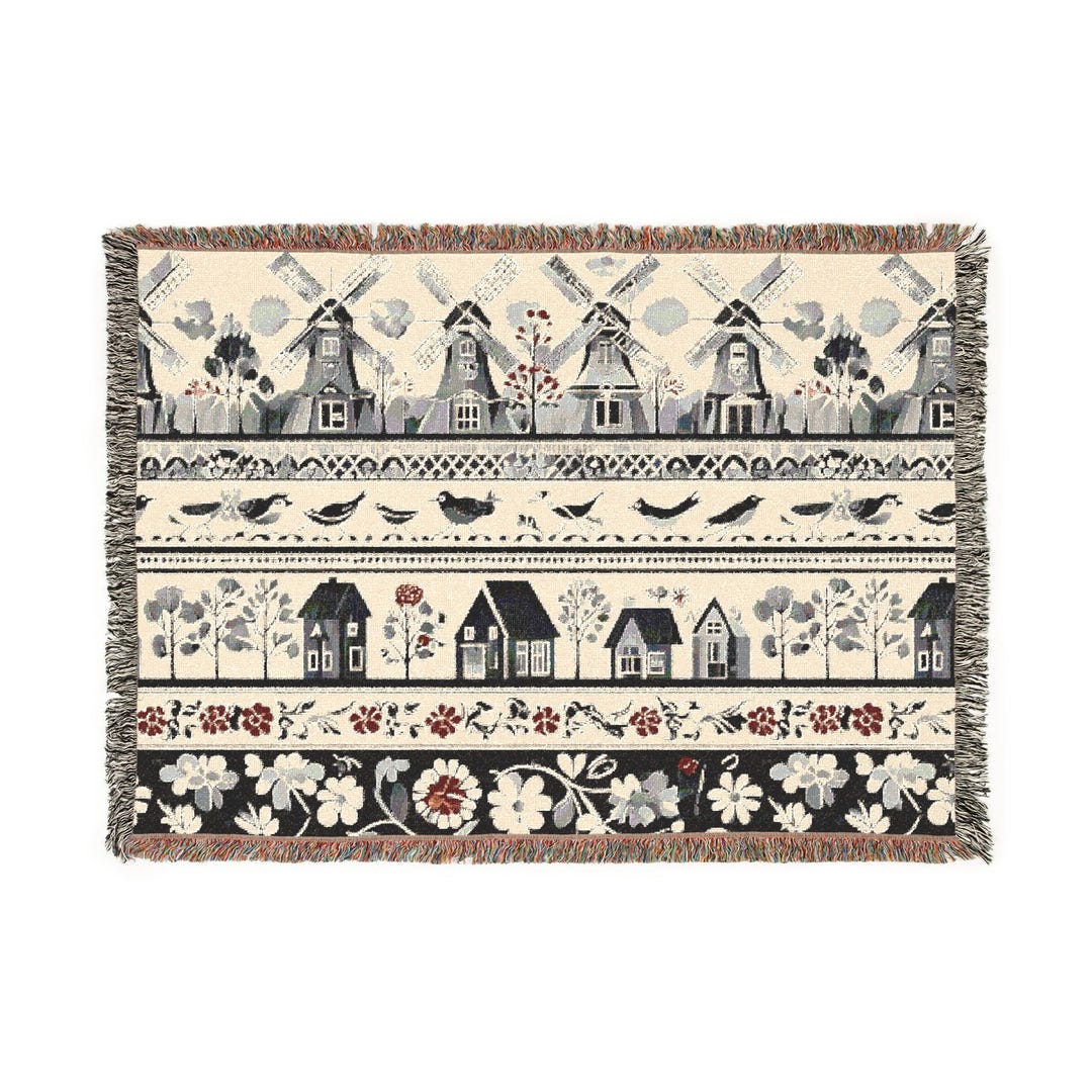 Cozy Woven Blanket With Old Dutch Design, Perfect for Home Decor ...