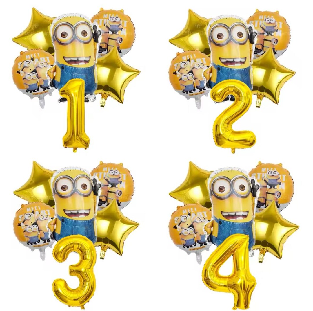 Minions Birthday Balloons, Minion Number Balloon Set, Boys/girls ...