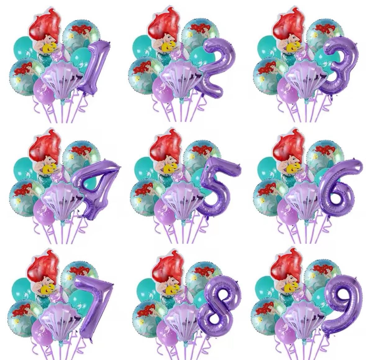 The Little Mermaid Birthday Balloons, Ariel Number Balloon Set, Ariel ...