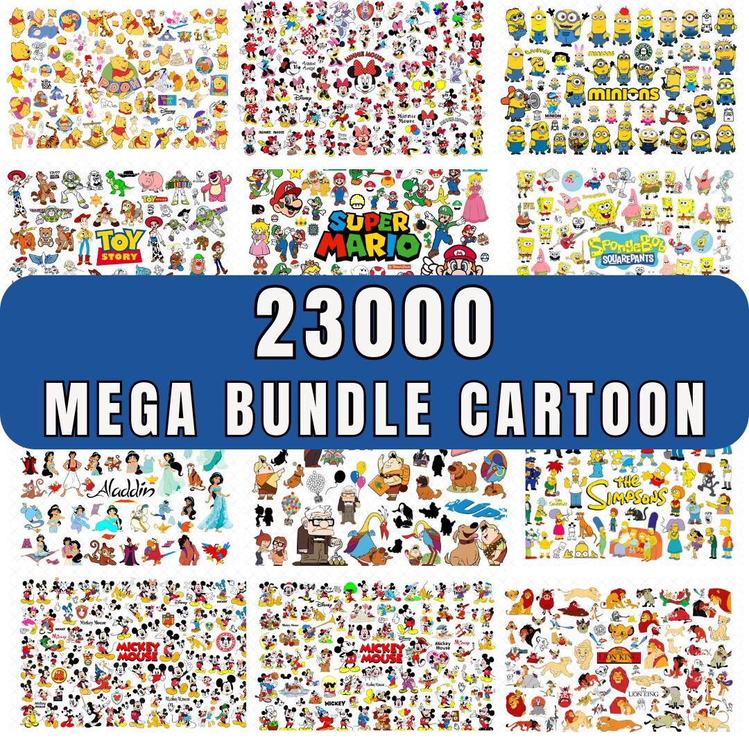 Mega Cartoon Svg Bundle, Cartoon Mega Png, Silhouette, Cricut, Cartoon ...