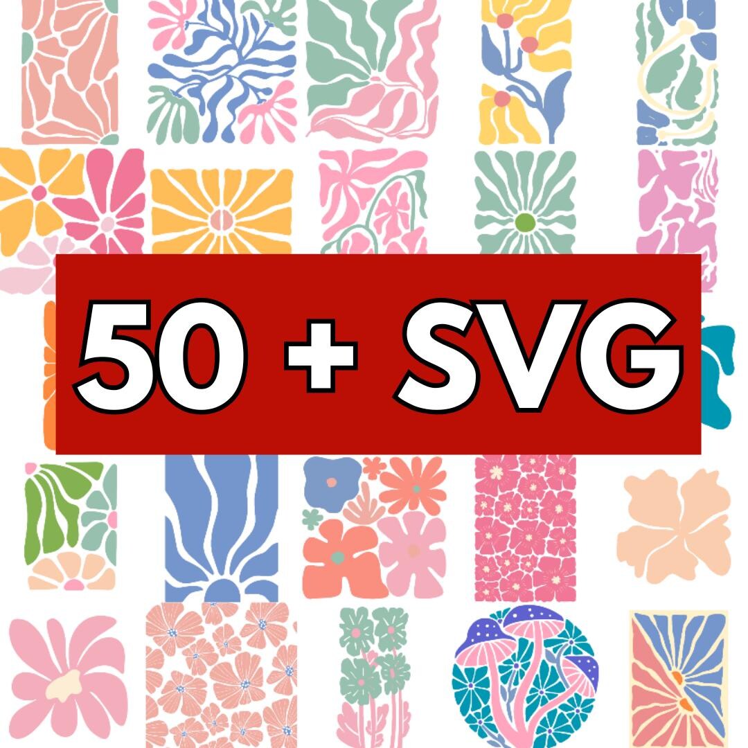 Abstract Flower Svg and Png Bundle, Danish Flower Svg, Retro Flower Svg ...