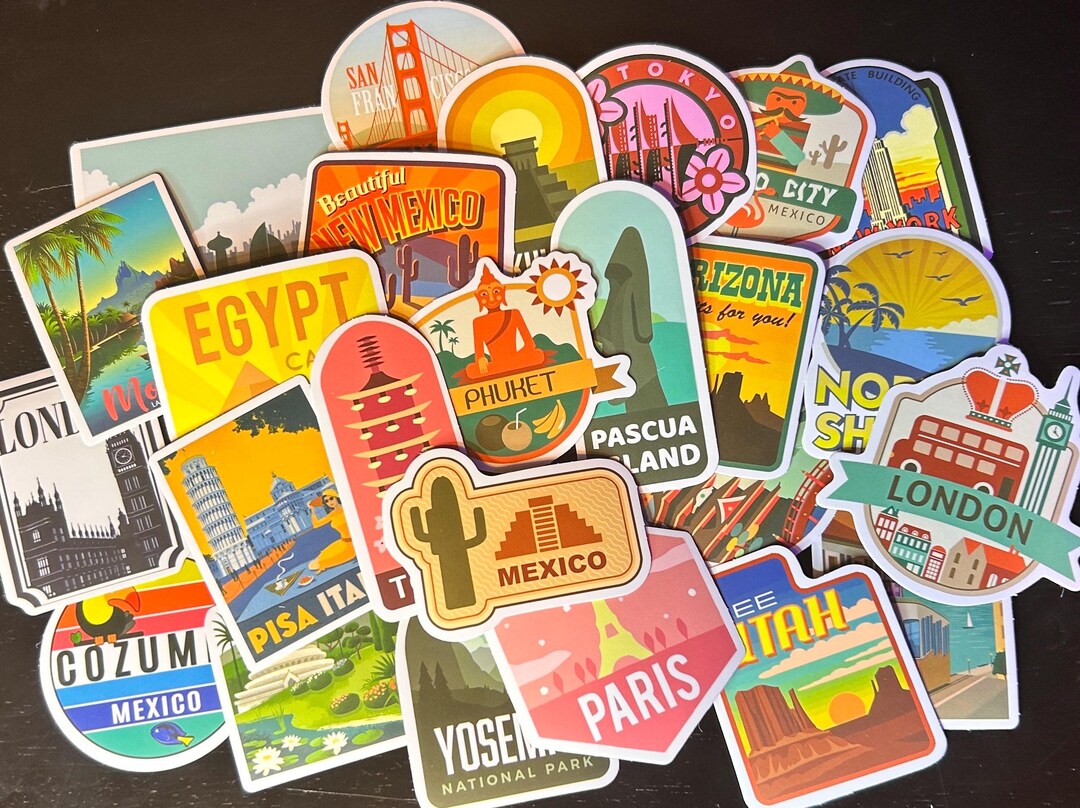 Travel Destinations Aesthetic Waterproof Stickers - No Repeats ...