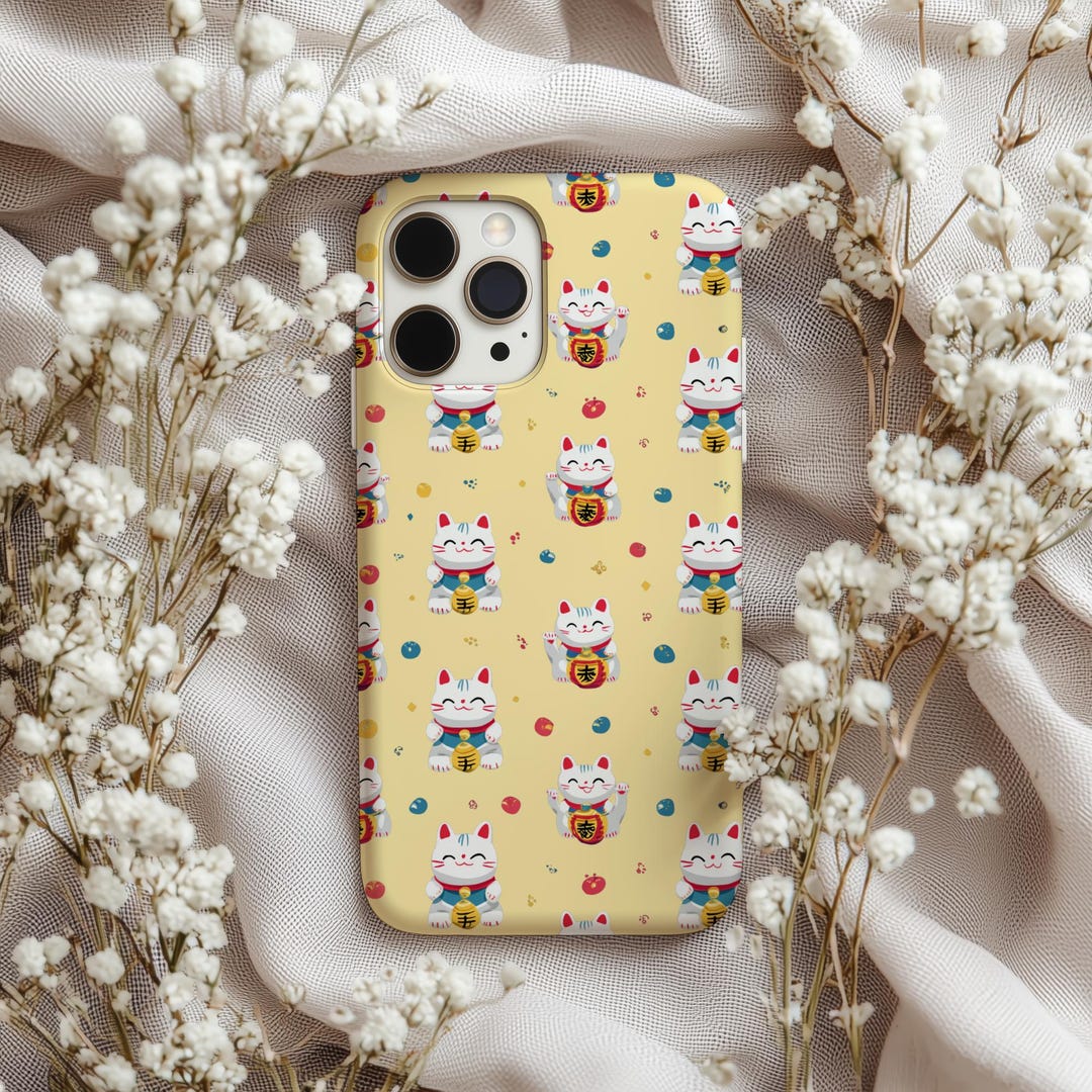 Kawaii Lucky Cat Phone Case, Maneki Neko Gift for Iphone, Samsung ...