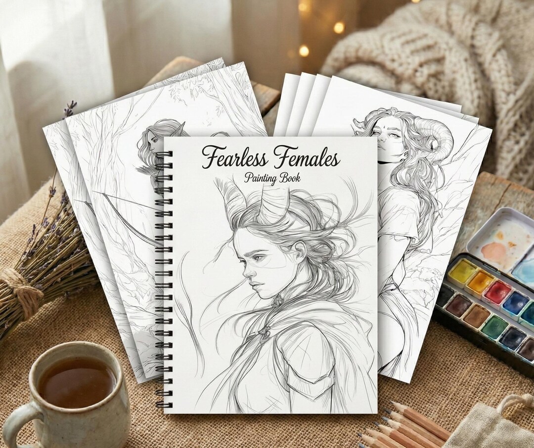 Fearless Females | A Pencil Outline Fantasy Coloring and Painting Book ...